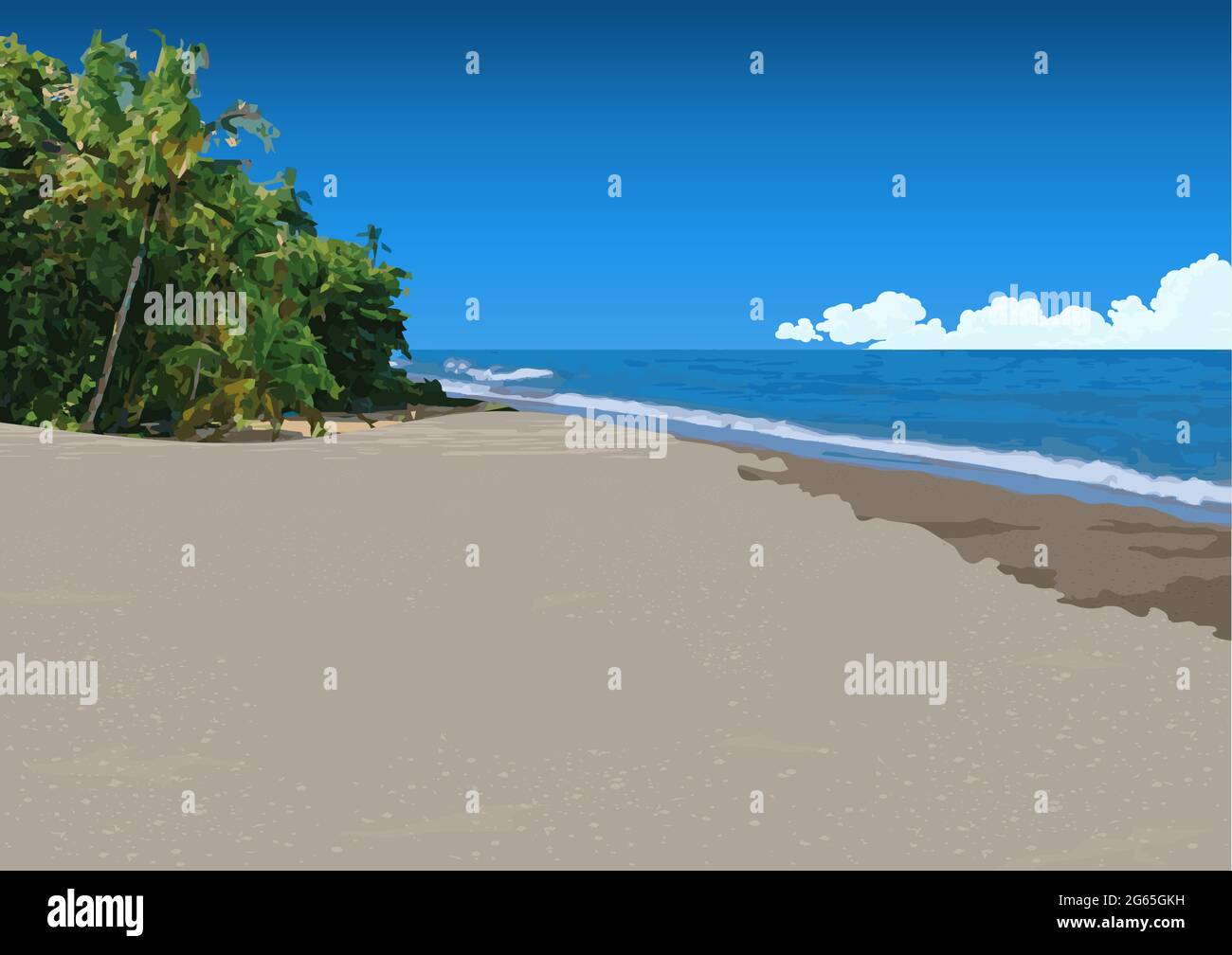 Sandy beach seascape in summer Stock Vector Images - Alamy