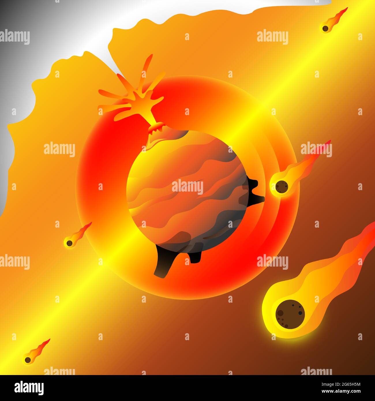 Abstract background. Planet, volcano and meteor design. Vector ...