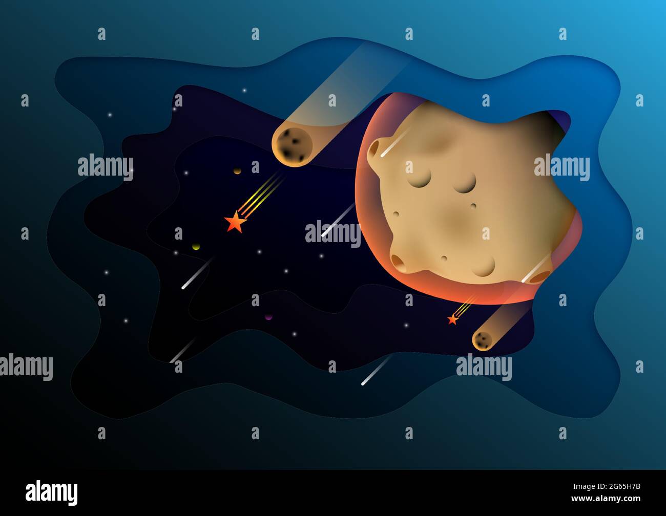 Abstract papercut background. Meteor and space design. Vector ...