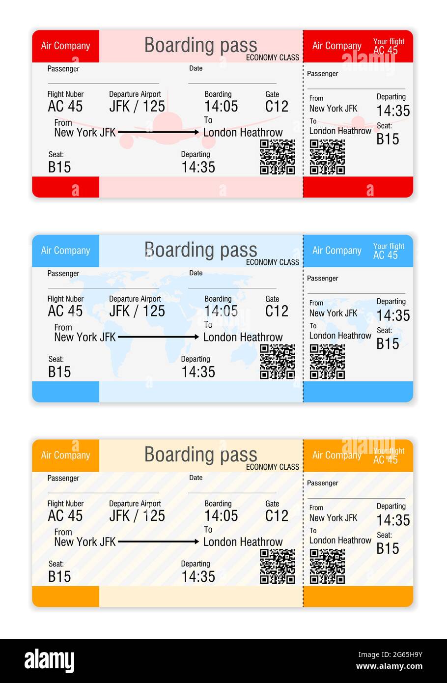 Boarding pass set on a white background. Vector illustration Stock ...