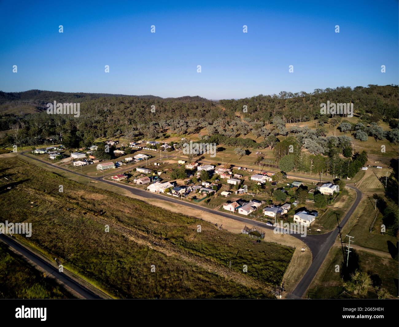 Aerial of the village of Kalpowar North Burnett Queensland Australia ...