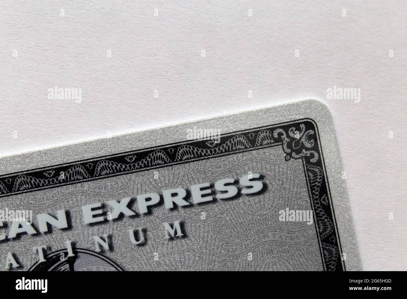 American Express Platinum (Amex Platinum) card in a closeup image ...