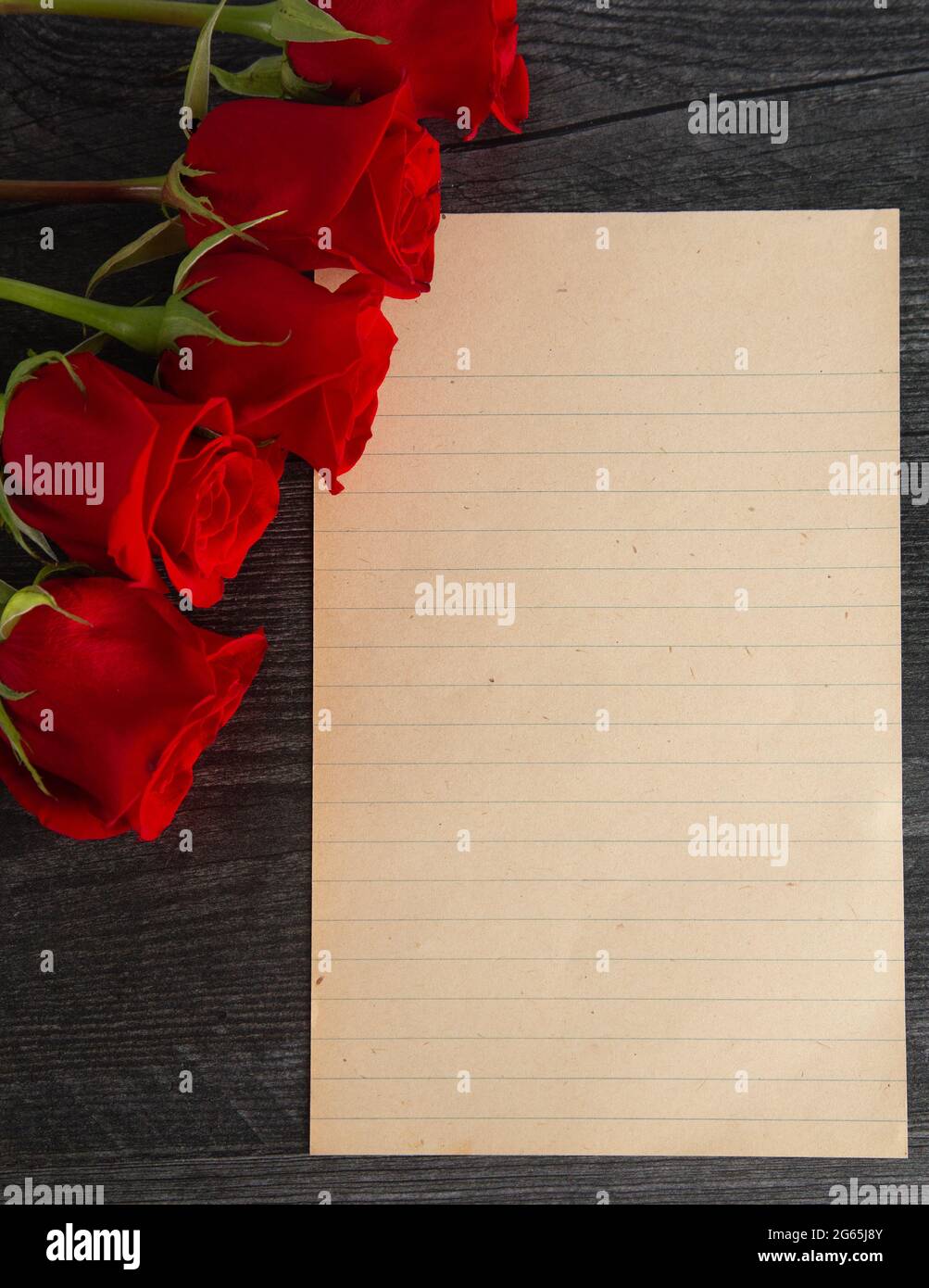 A Blank Page for a Love Letter with Red Roses Stock Photo - Alamy