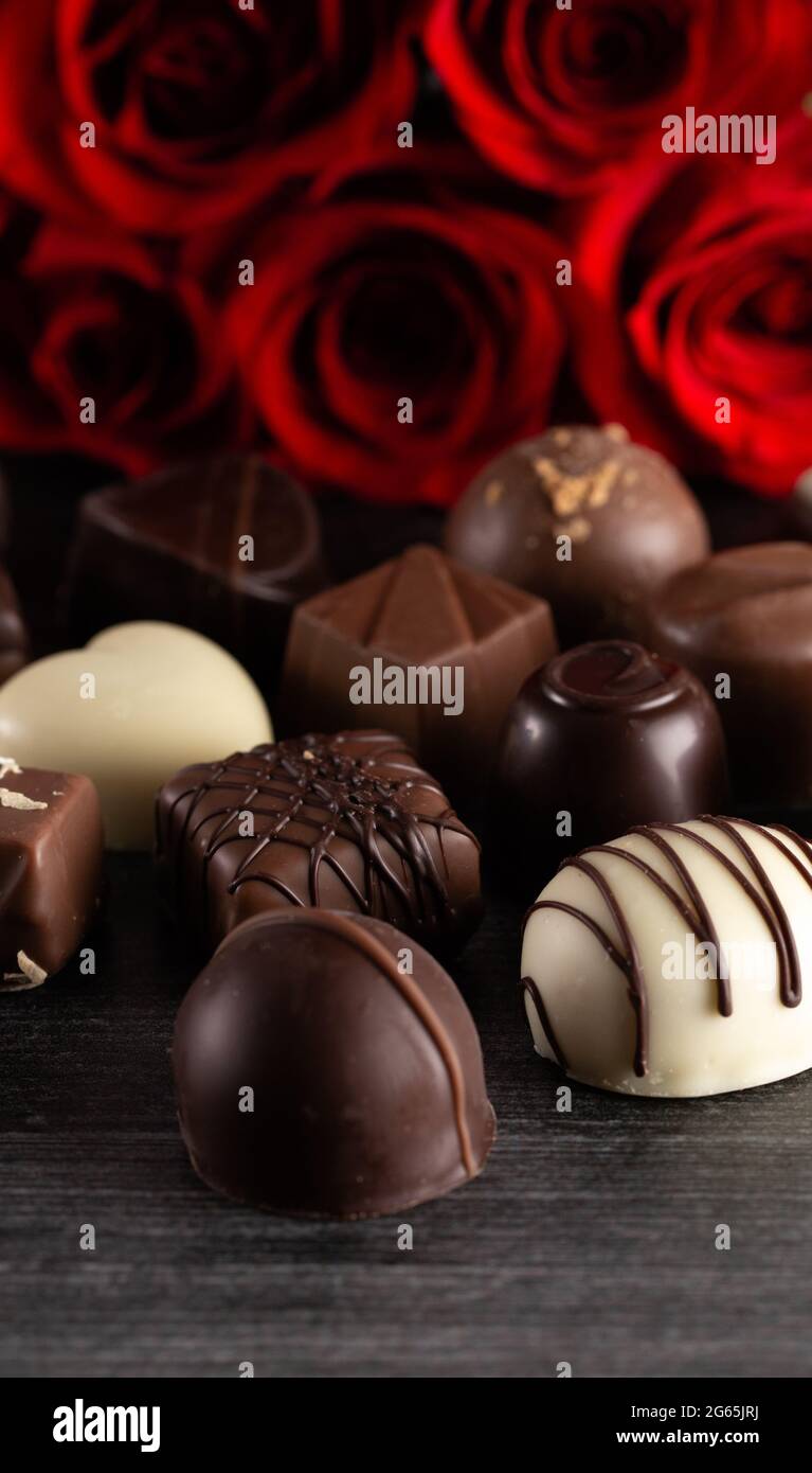 Chocolates and Roses A Perfect Combination for the Woman You Love Stock ...