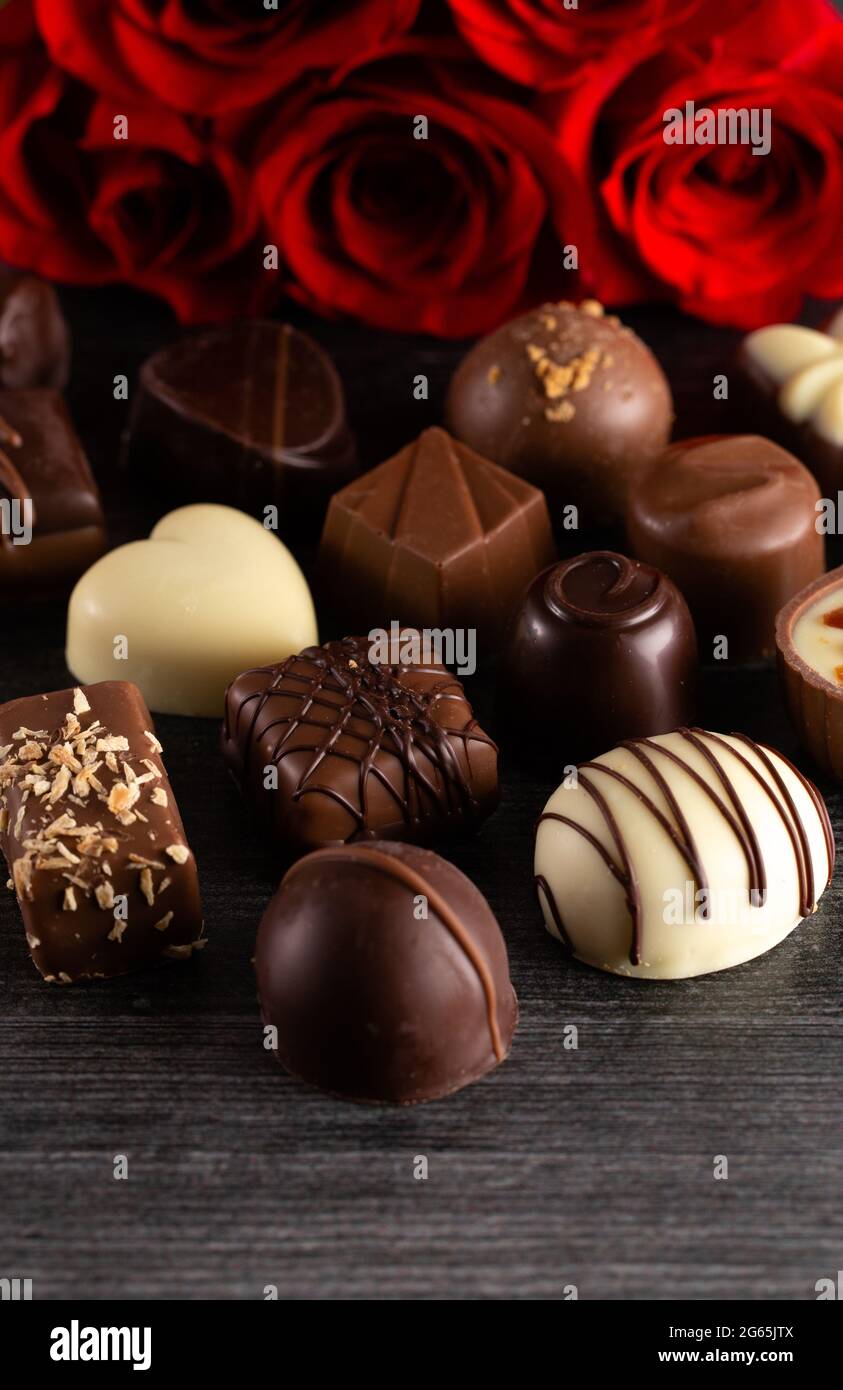 Chocolates and Roses A Perfect Combination for the Woman You Love Stock ...
