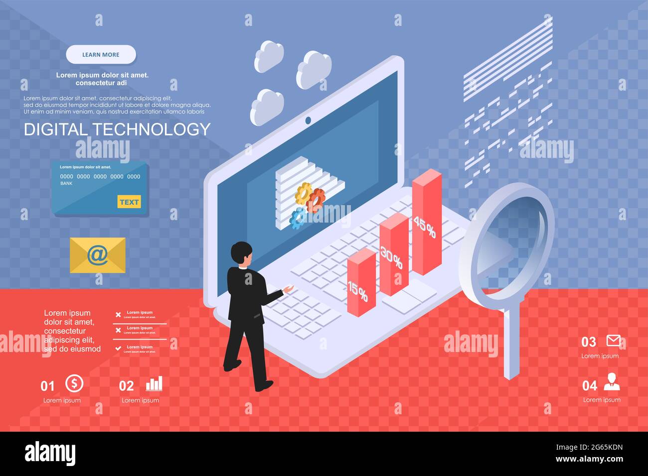 Data analysis 3d isometric web design people work with charts hi-res ...