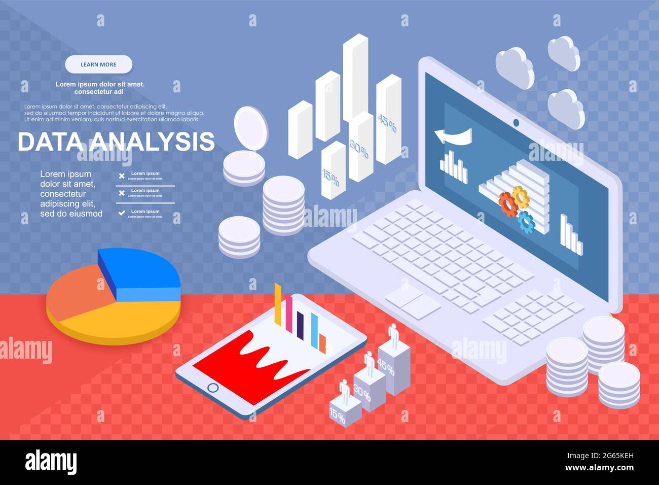 3d infographic business data analysis template. Charts and analyzing ...