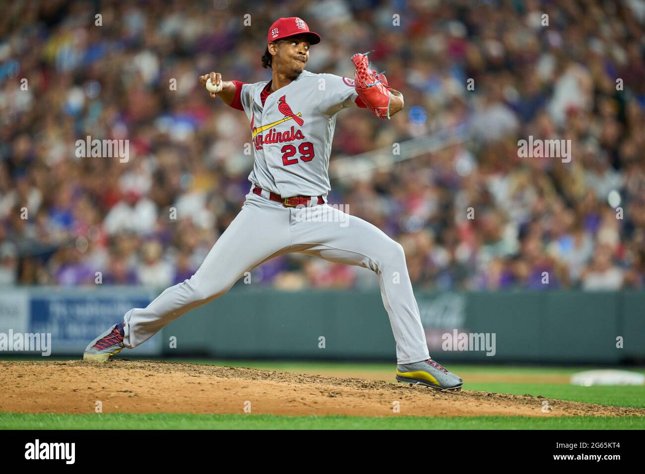 July 2. 2021: Saint Louis pitcher Alex Reyes (29) throws a pitch during ...