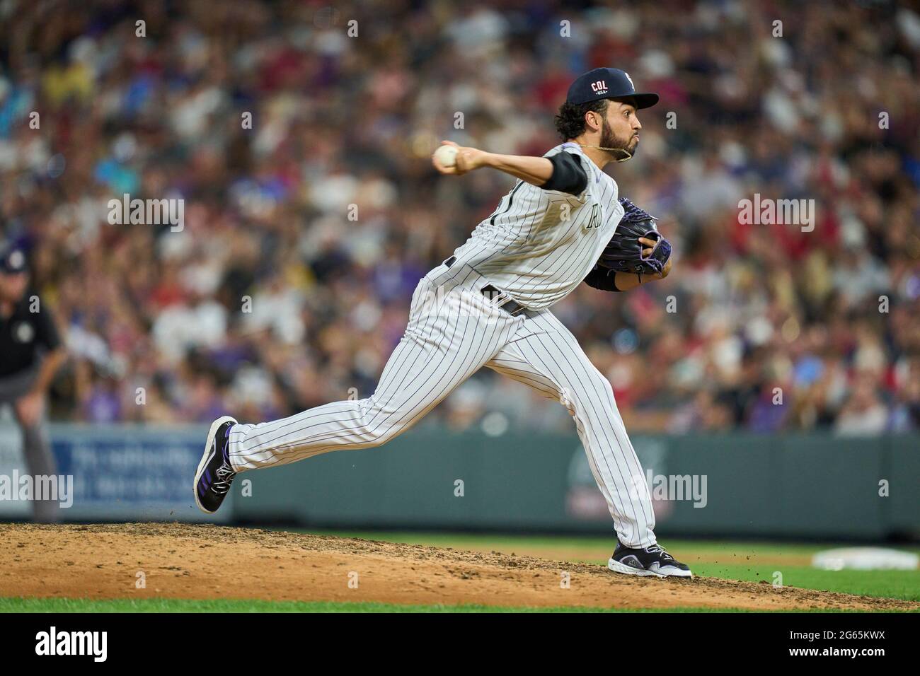 July 2. 2021: Colorado pitcher Justin Lawrence (62) throws a pitch ...
