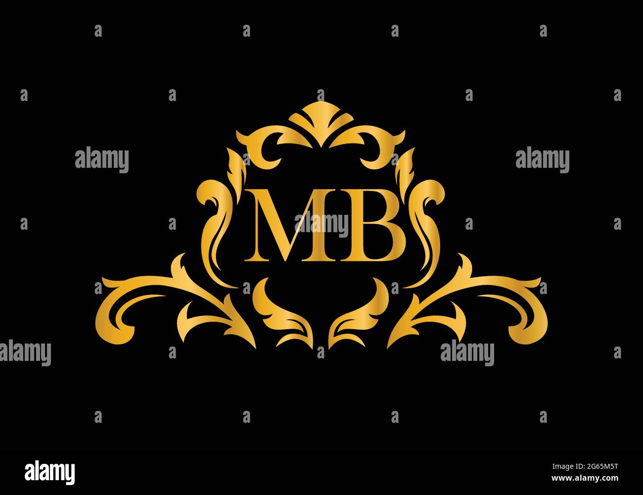 Luxury Alphabet letters MB. Golden Floral alphabet . Monogram initials ...
