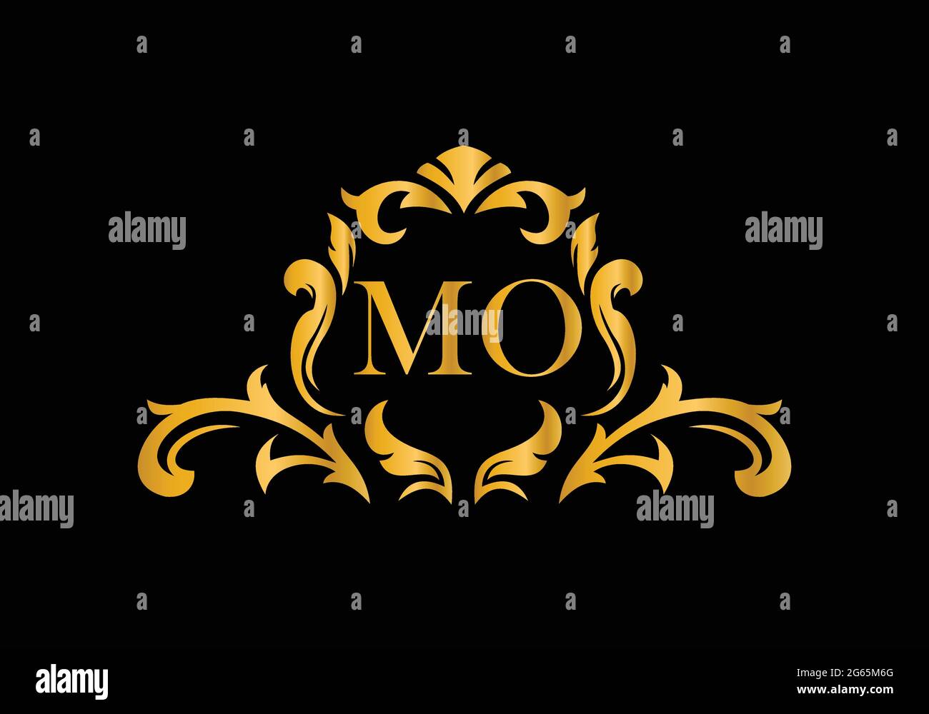 Luxury Alphabet letters MO. Golden Floral alphabet . Monogram initials ...