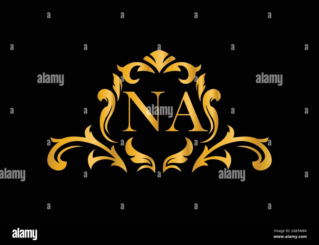 Luxury Alphabet letters NA. Golden Floral alphabet . Monogram initials ...
