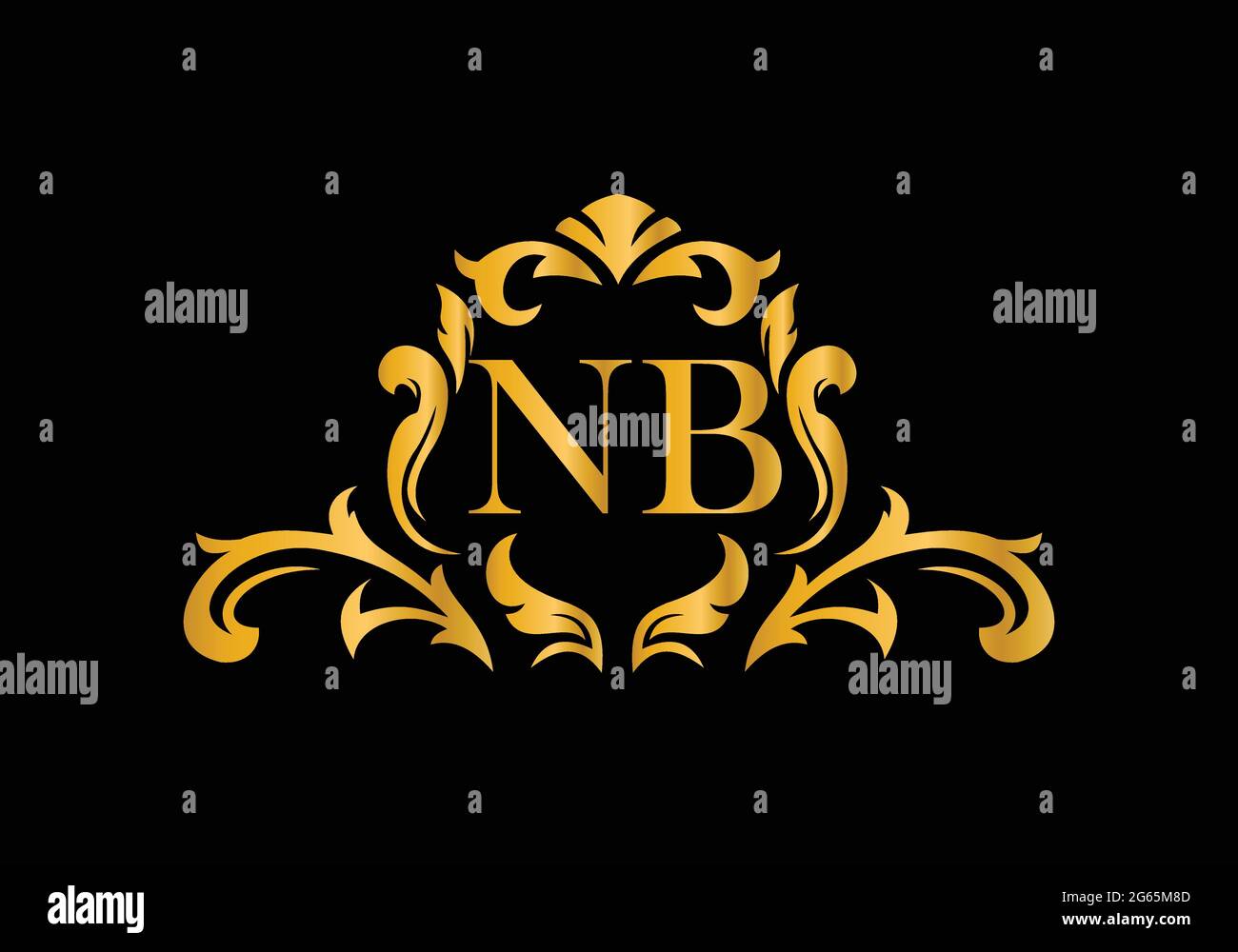 Luxury Alphabet letters NB. Golden Floral alphabet . Monogram initials ...