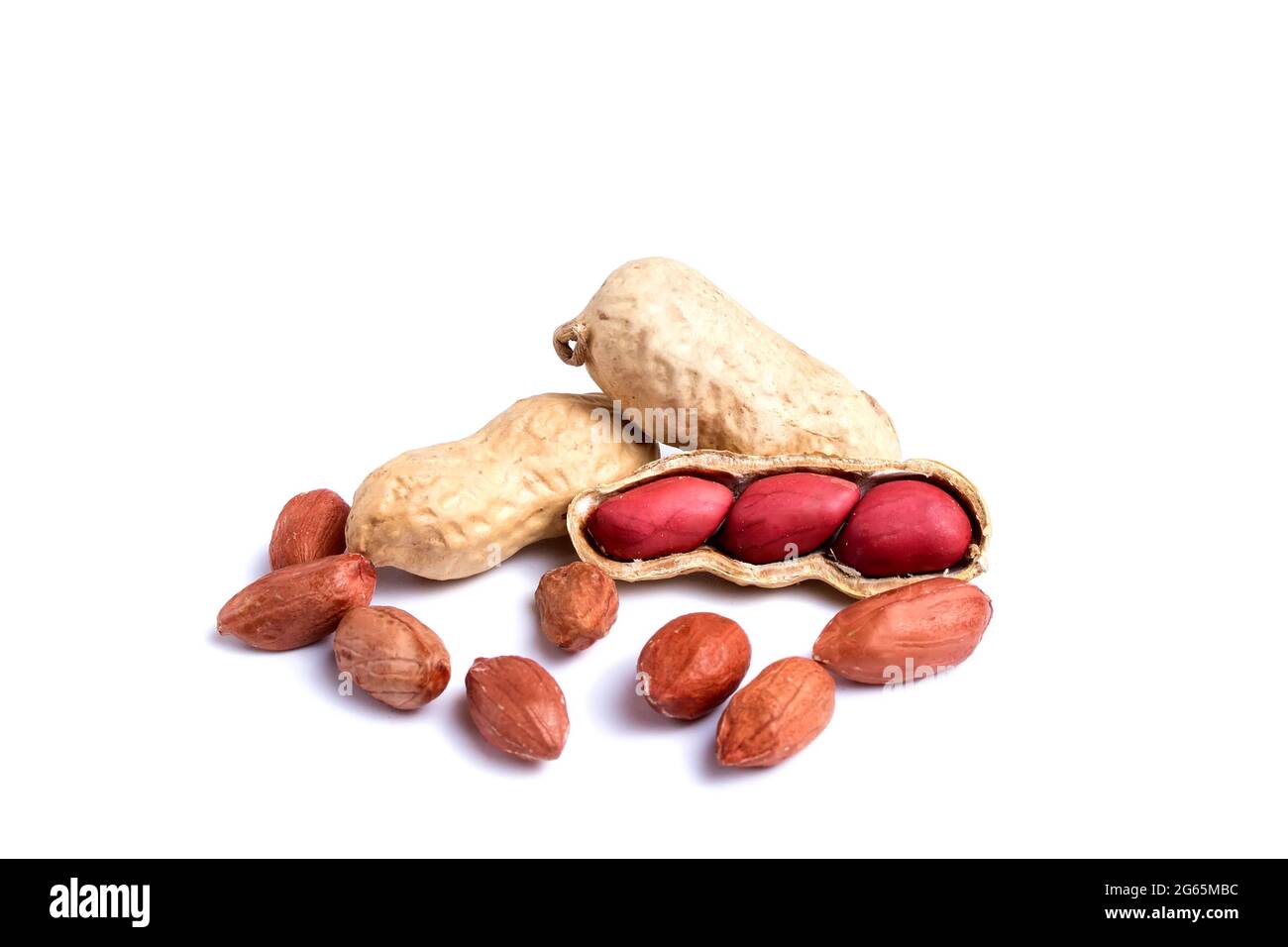 Peeled peanuts and peanut pod isolated on white background Stock Photo ...