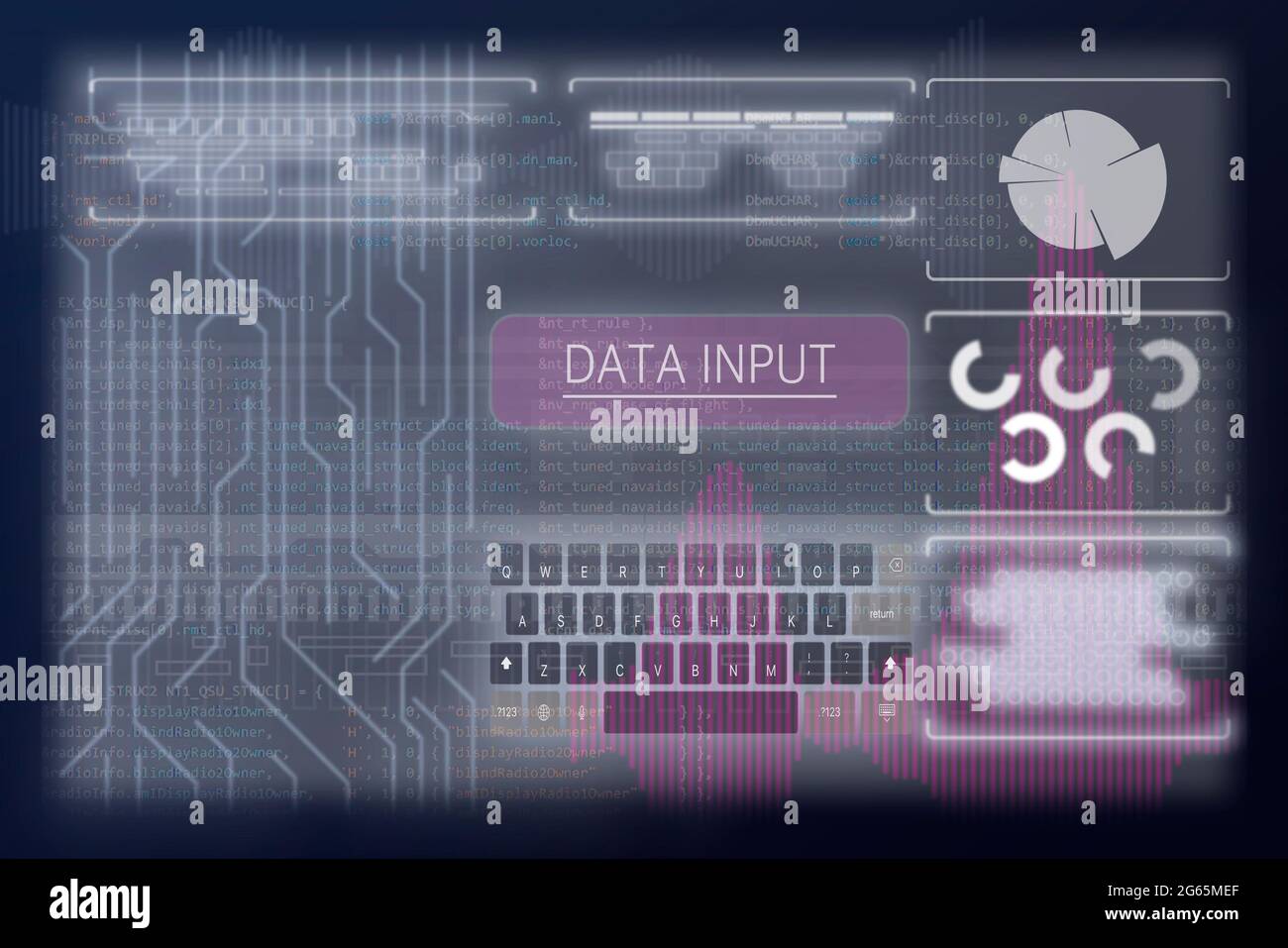 digital futuristic computer interface with lots of graphs and numbers ...