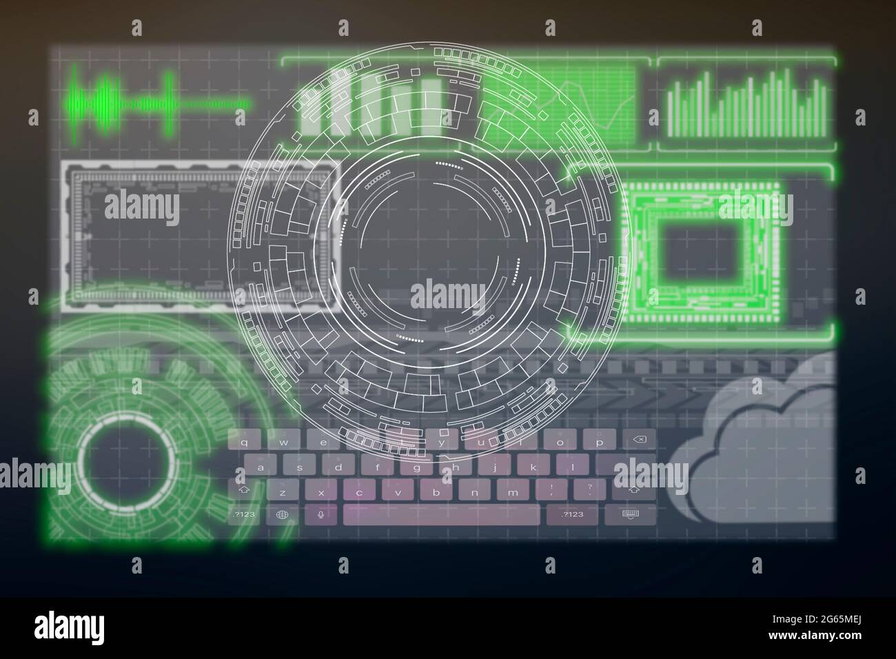 digital futuristic computer interface with lots of graphs and numbers ...