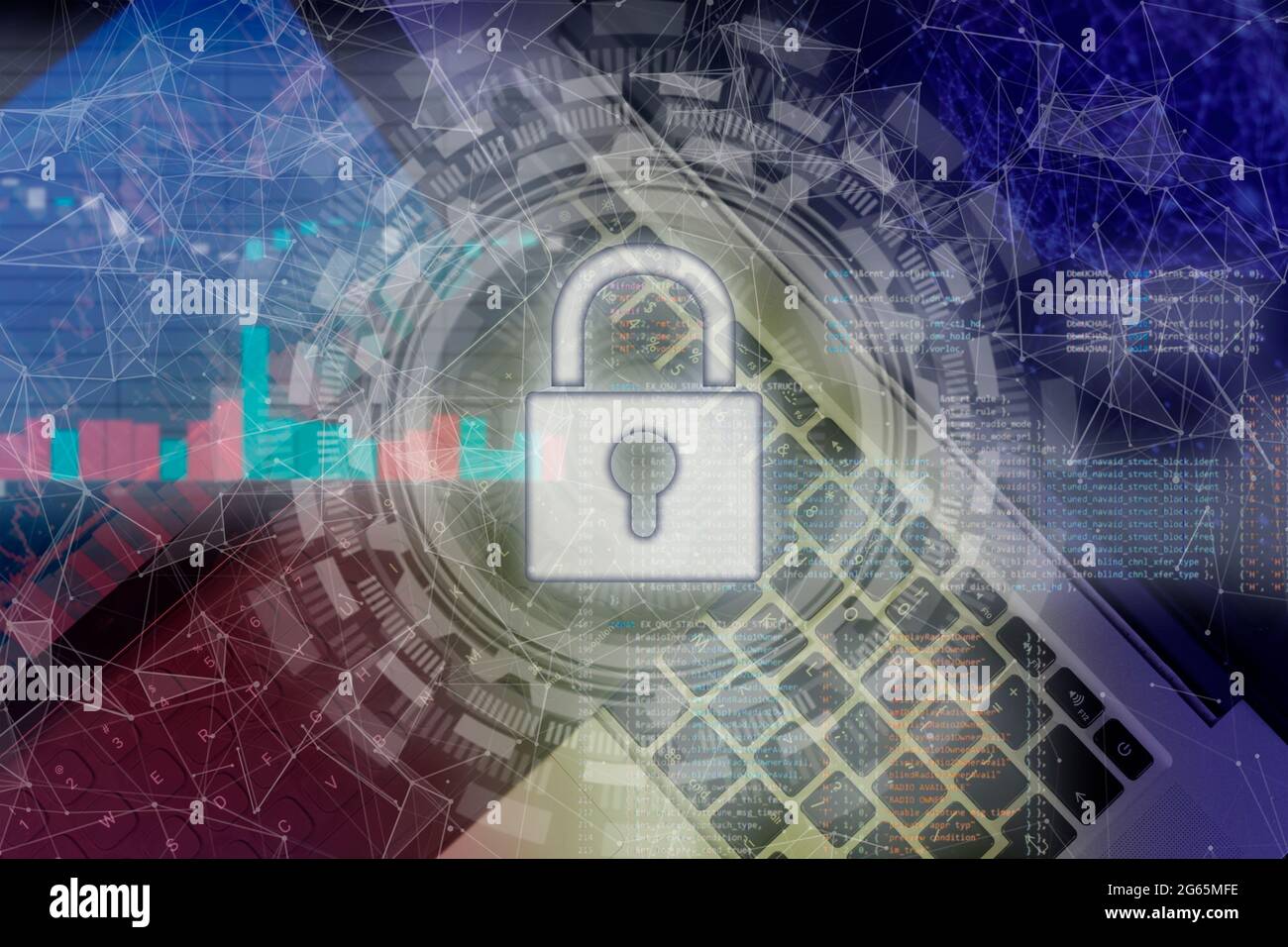 locked data storage, network surrounding, security concept, secure ...