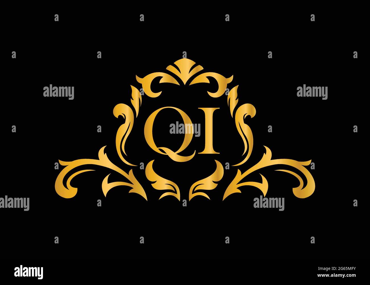 Luxury Alphabet letters QI Golden Floral alphabet . Monogram initials ...