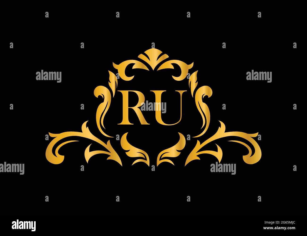 Luxury Alphabet letters RU. Golden Floral alphabet . Monogram initials ...