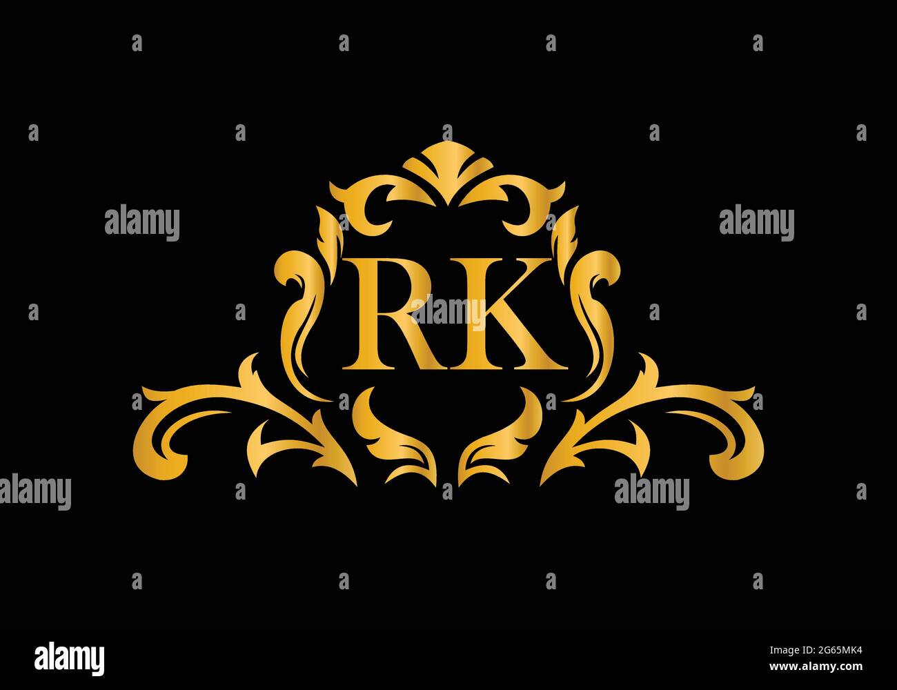 Luxury Alphabet letters RK. Golden Floral alphabet . Monogram initials ...