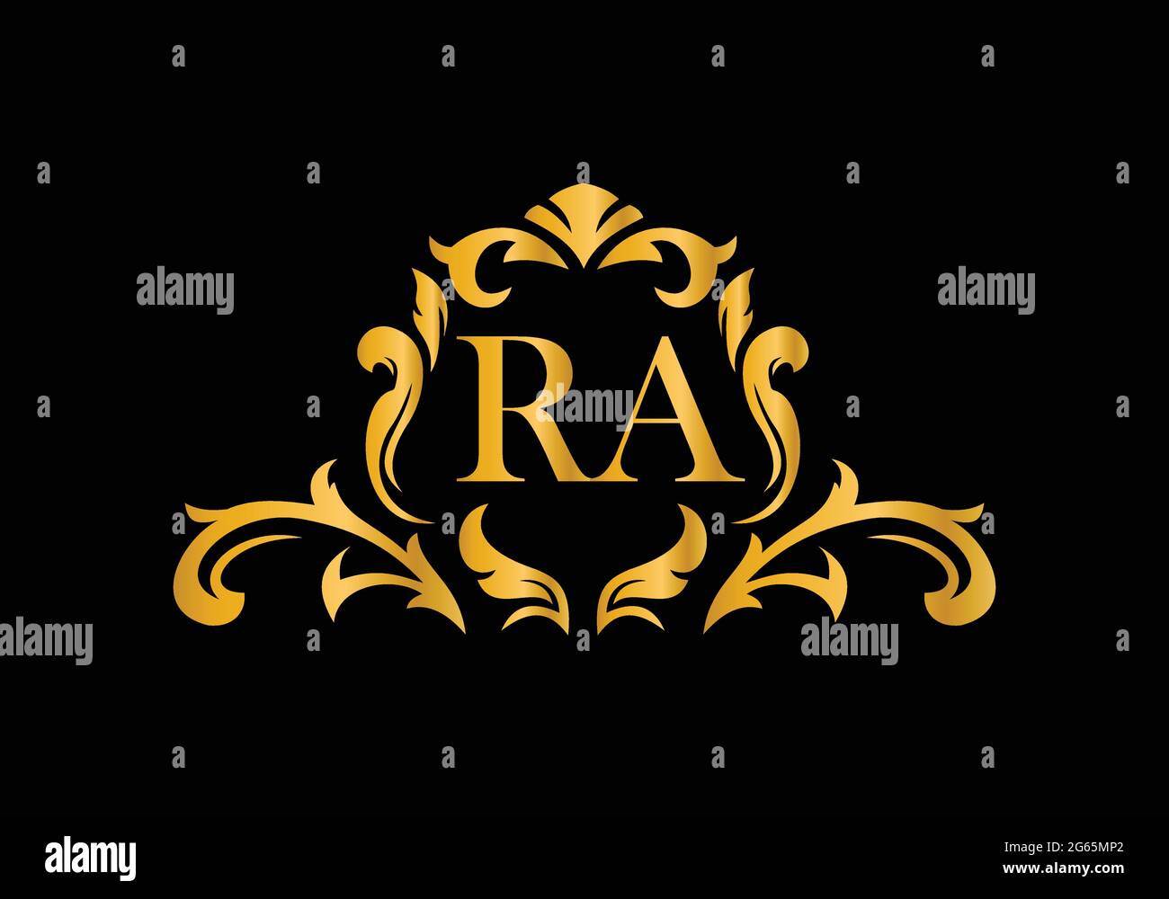 Luxury Alphabet letters RA. Golden Floral alphabet . Monogram initials ...
