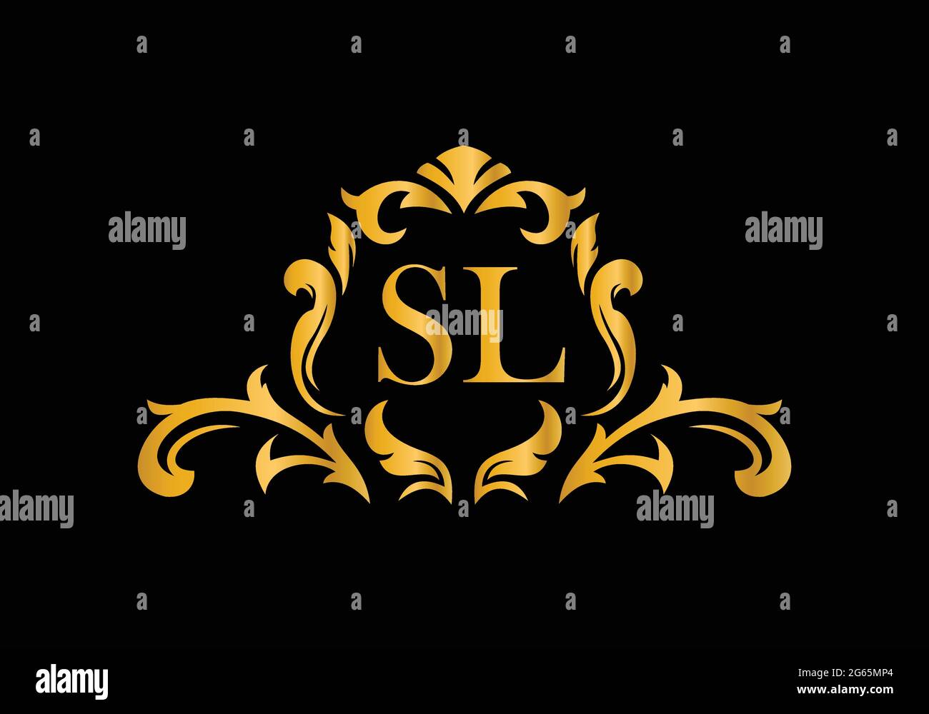 Luxury Alphabet letters SL. Golden Floral alphabet . Monogram initials ...