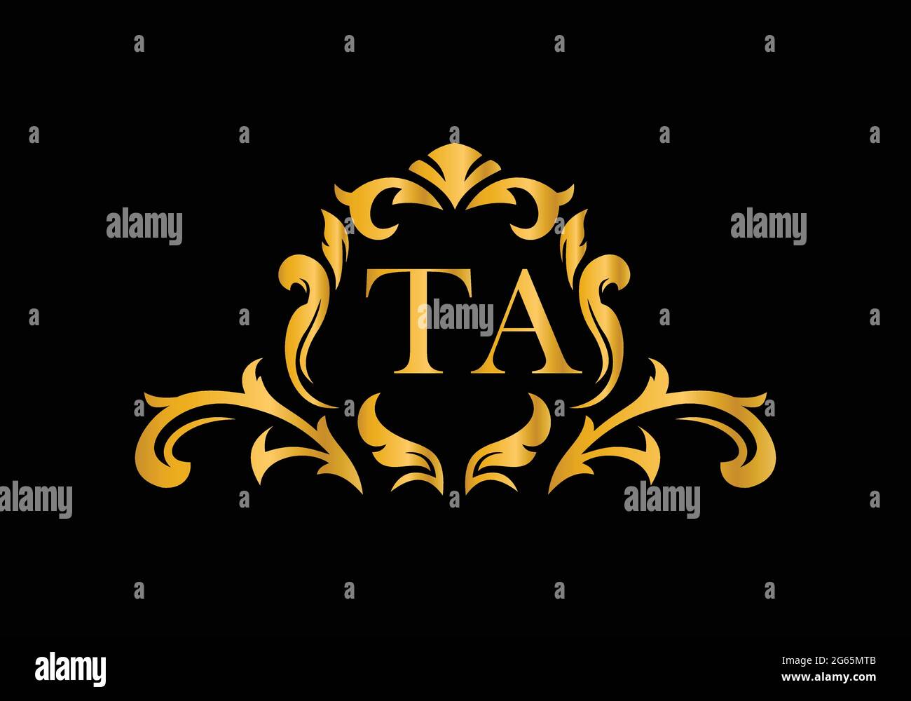 Luxury Alphabet letters TA. Golden Floral alphabet . Monogram initials ...