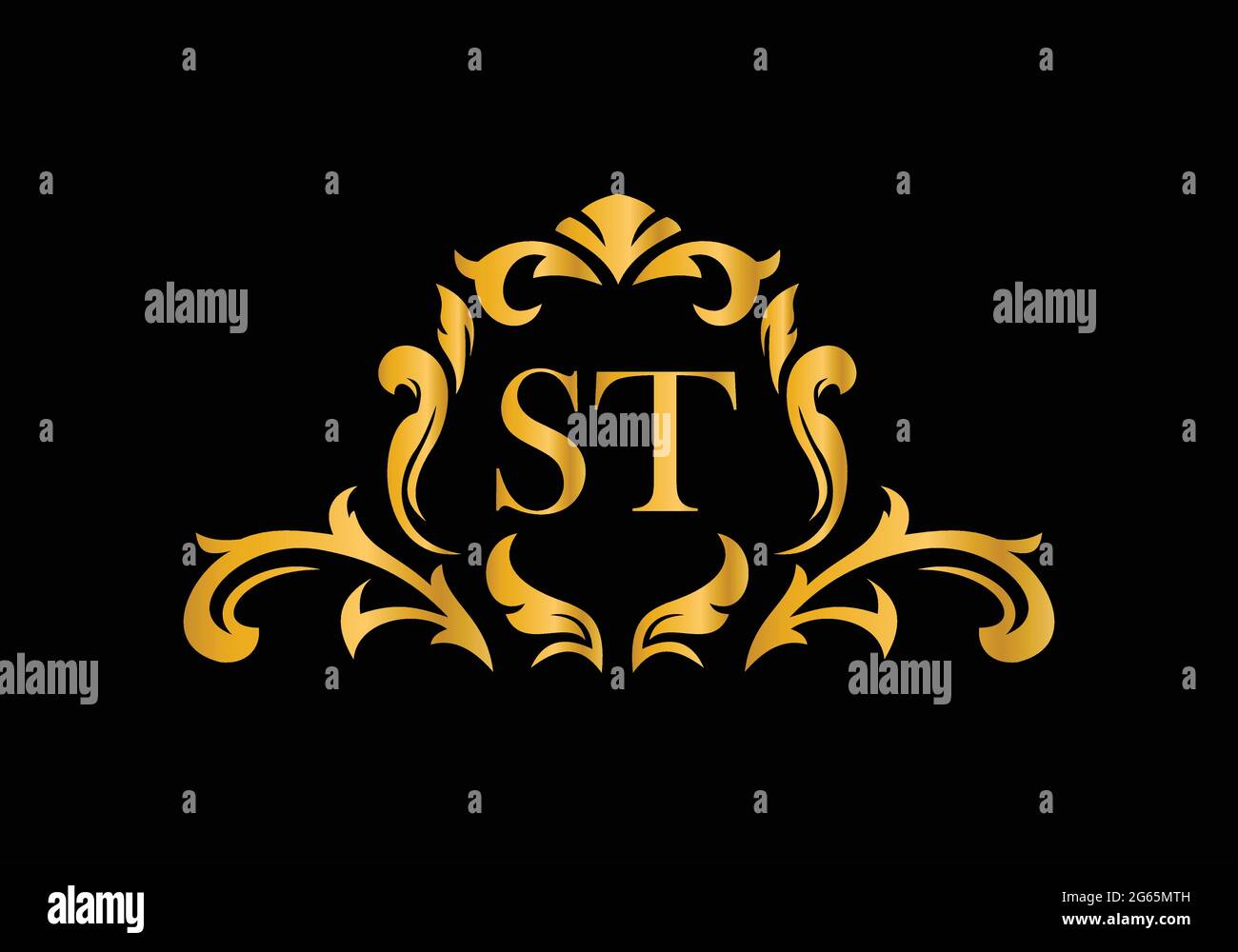 Luxury Alphabet letters ST. Golden Floral alphabet . Monogram initials ...