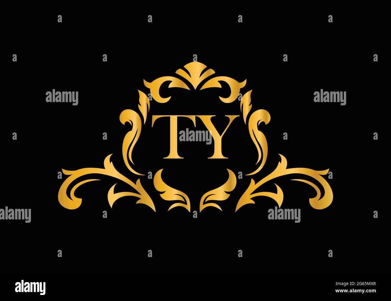 Luxury Alphabet letters TY. Golden Floral alphabet . Monogram initials ...