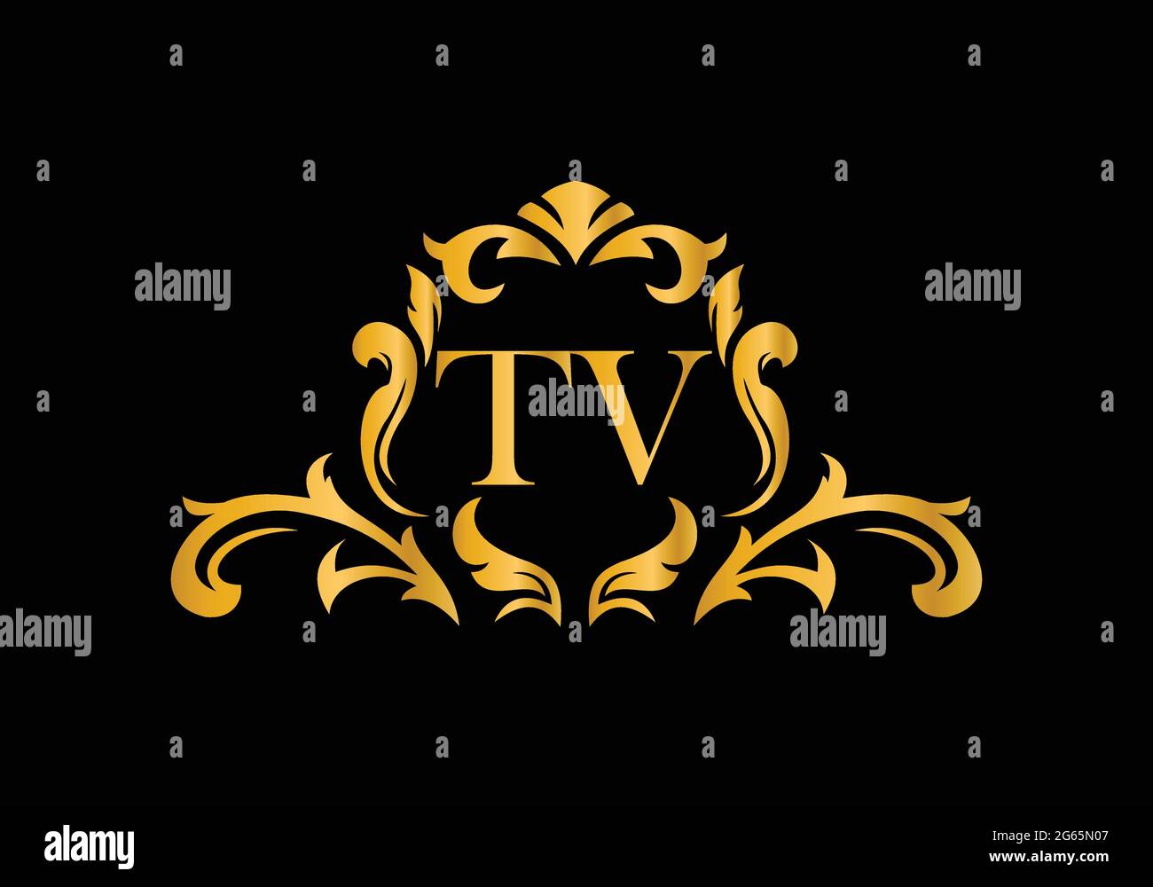 Luxury Alphabet letters TV. Golden Floral alphabet . Monogram initials ...