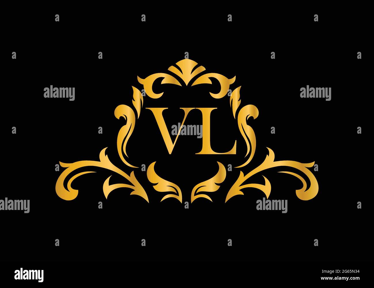 Luxury Alphabet letters VL. Golden Floral alphabet . Monogram initials ...