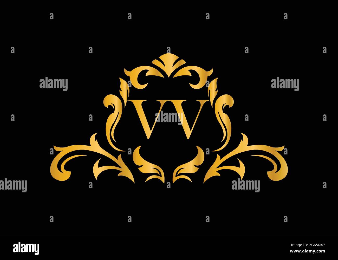 Luxury Alphabet letters VV. Golden Floral alphabet . Monogram initials ...