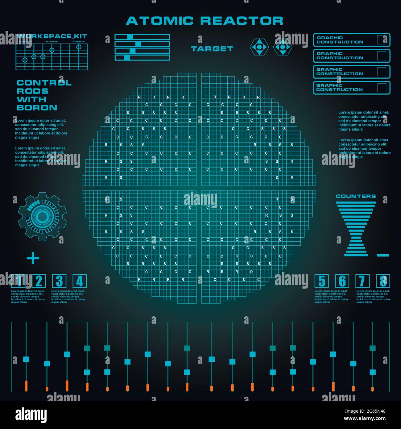 Atomic reactor Futuristic virtual graphic touch user interface Stock ...