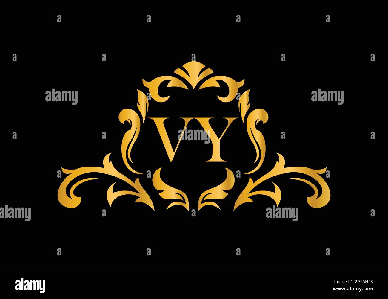 Luxury Alphabet letters VY. Golden Floral alphabet . Monogram initials ...