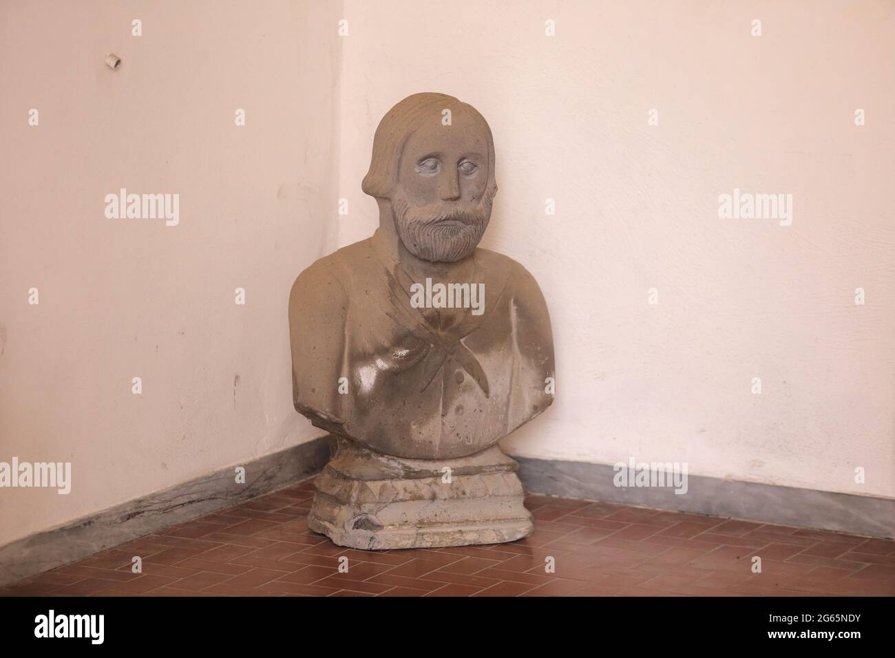 The bust of Giuseppe Garibaldi in the town hall of the city. Teano ...