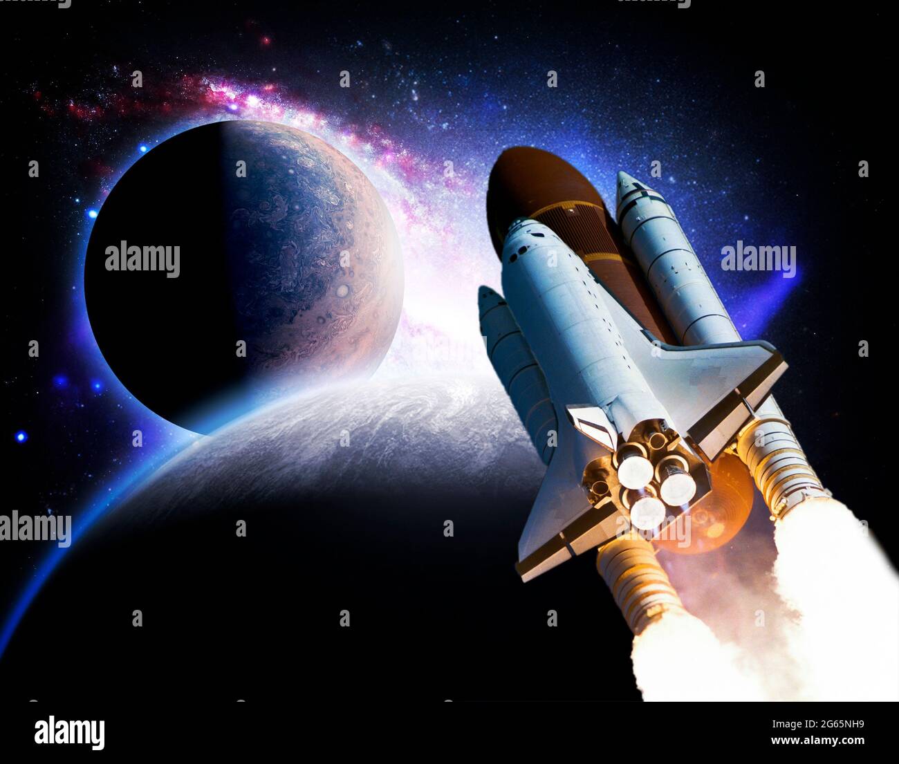 space shuttle voyage through the galaxy and planets, elements of this ...