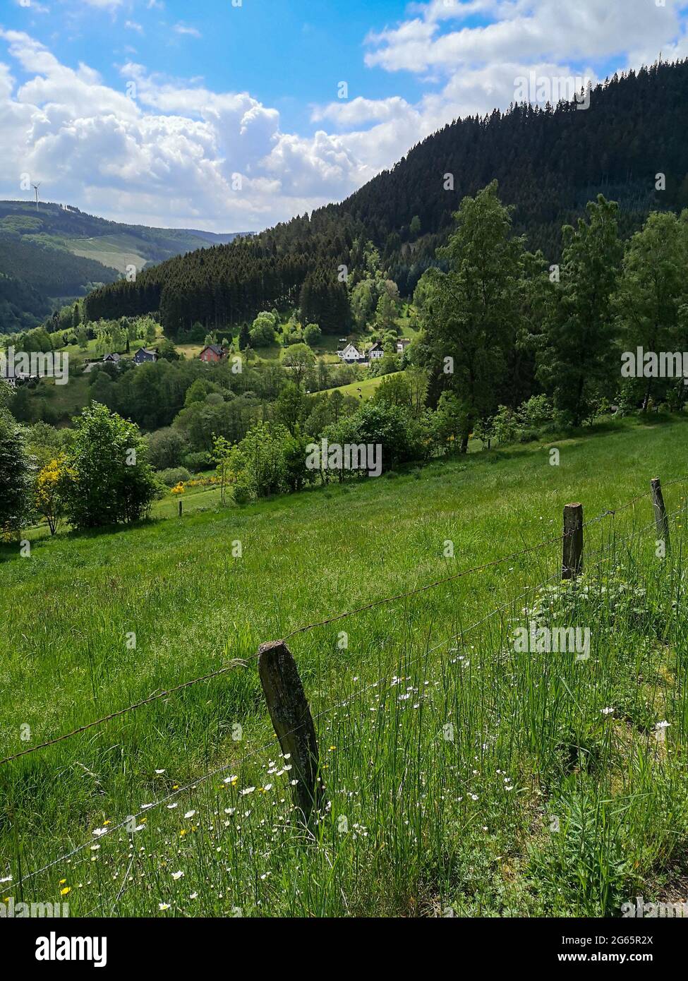 Hochsauerlandkreis Germany Landscape with Green Hills, Grass and ...