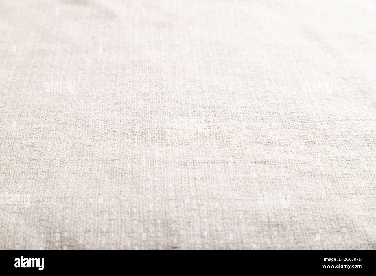 Fragment of smooth white linen tissue. Side view, natural textile ...