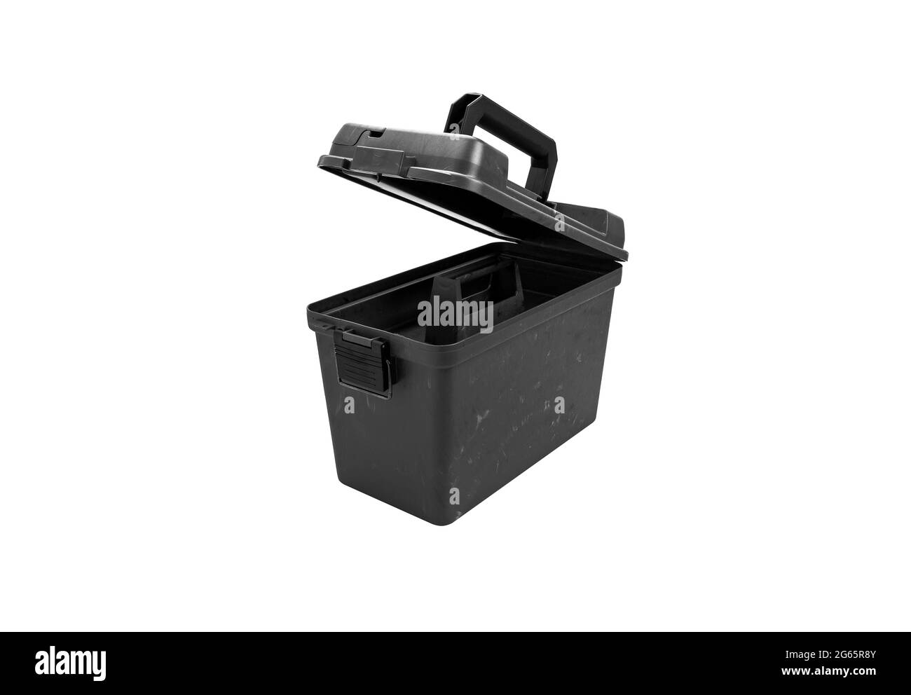 Plastic box with a handle and additional compartments for various small ...