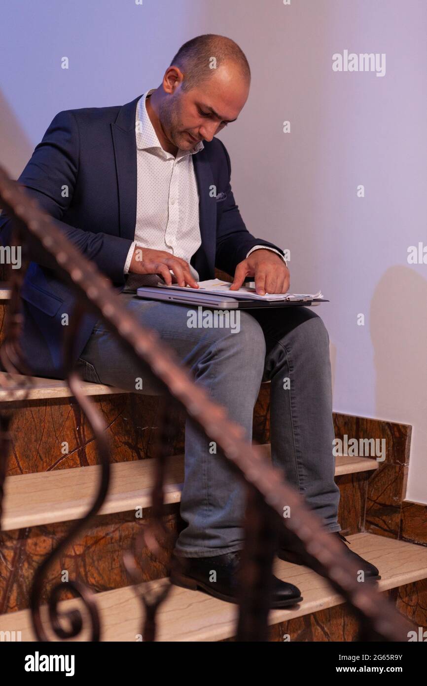 Tired businessman finish working on hi-res stock photography and images ...