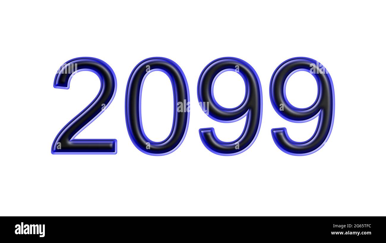 blue 2099 number 3d effect white background Stock Photo - Alamy