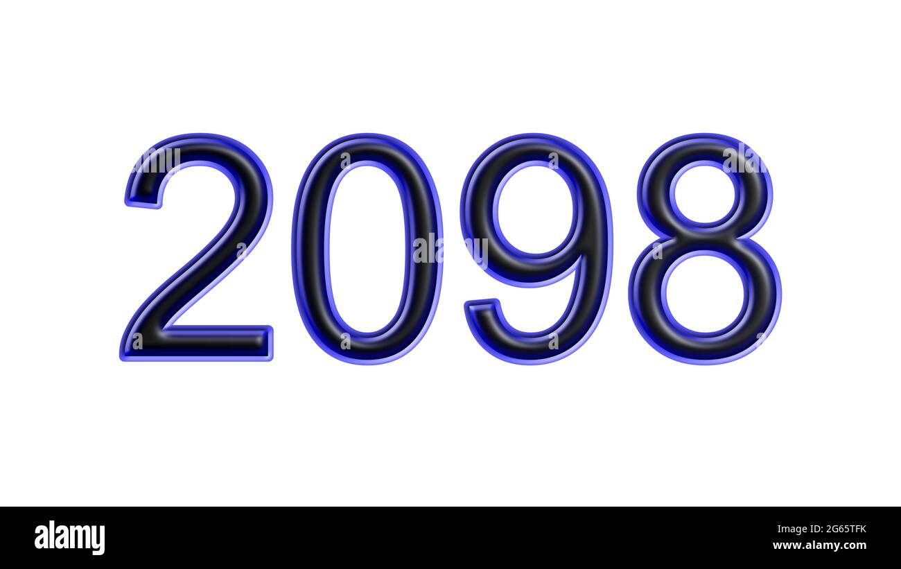 blue 2098 number 3d effect white background Stock Photo - Alamy
