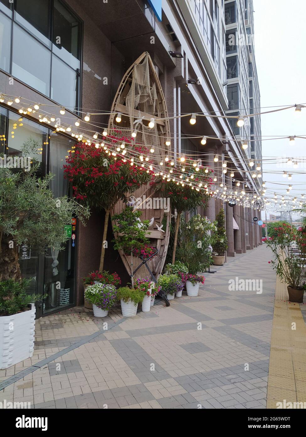 Elegant decor of the central entrance to a cafe or restaurant Stock ...