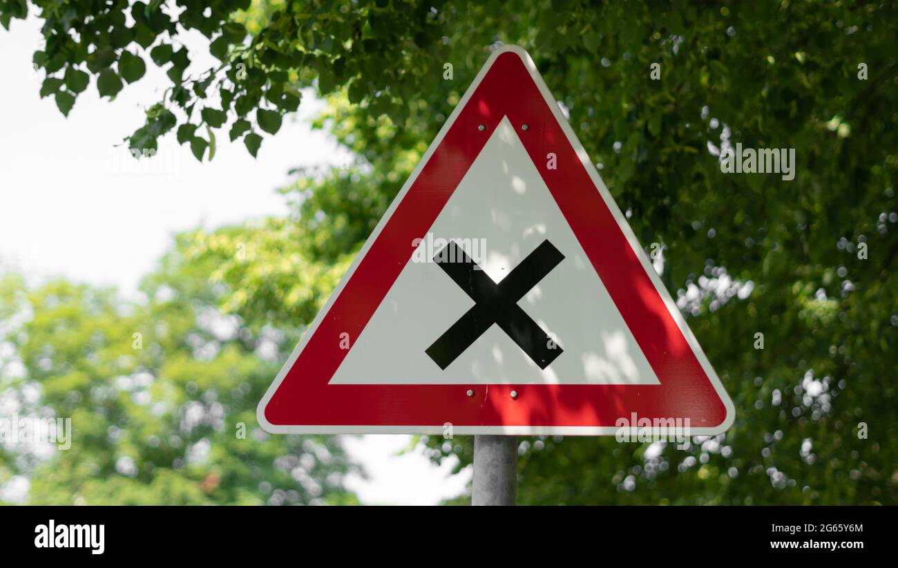 Crossroad Road sign used in germny - Crossroads with right-of-way from ...