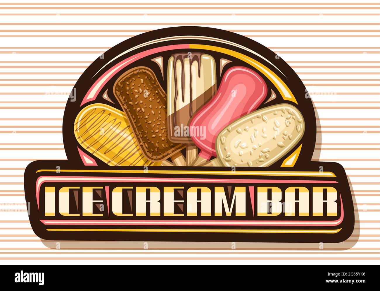 Vector logo for Ice Cream Bar, decorative sign board with illustration ...