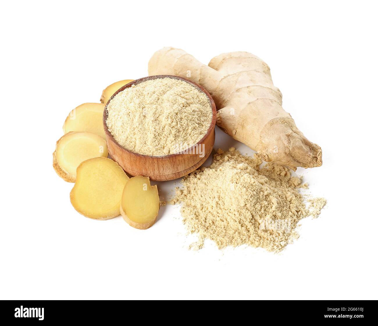 Bowl with ginger powder on white background Stock Photo - Alamy