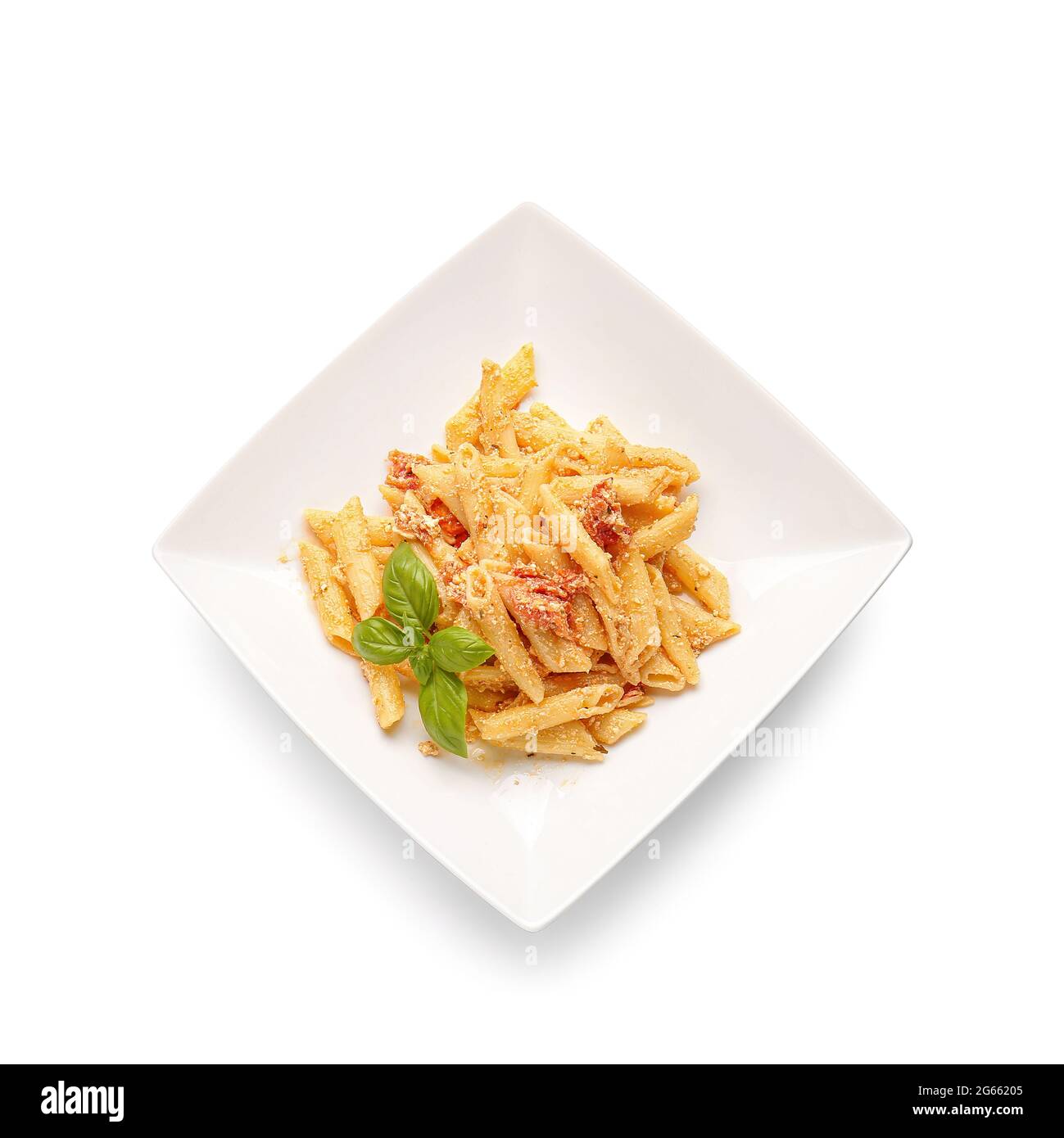Plate with healthy pasta on white background Stock Photo - Alamy