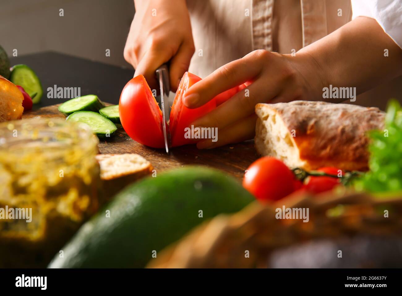 Female chef cooking sandwiches hi-res stock photography and images - Alamy