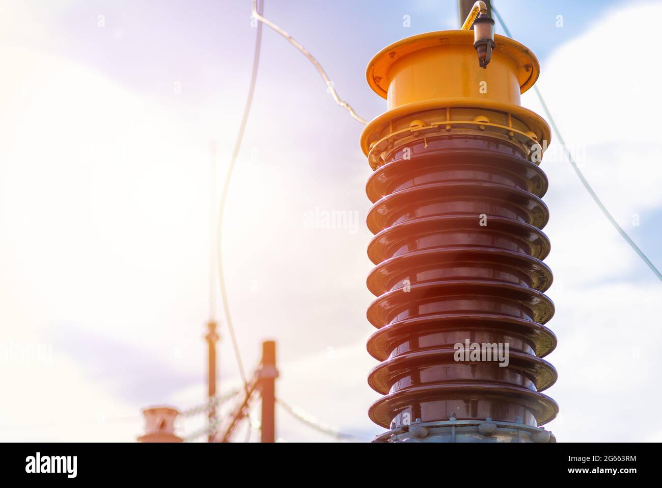 Detail of high voltage circuit breaker in a power substation.high ...
