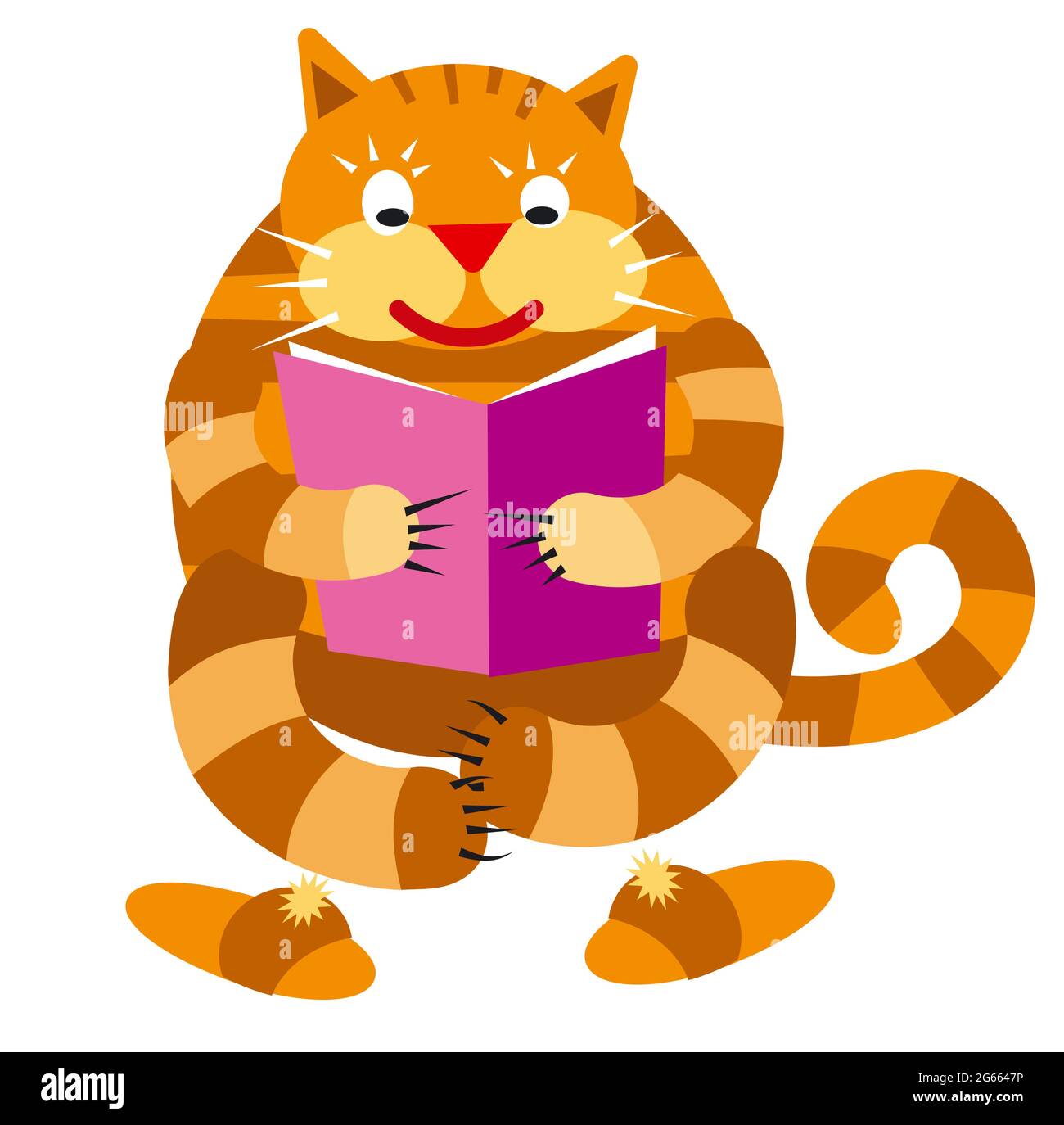 illustration of the fat cat reading the book Stock Vector Image & Art ...